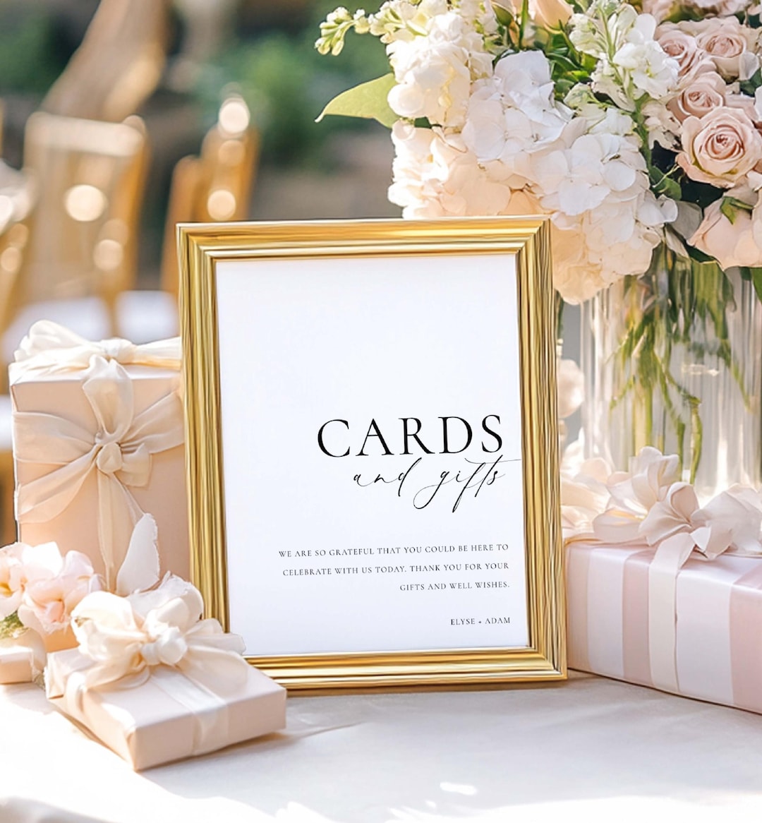 Wedding Cards and Gifts Sign: Minimalist Printable Template (5x7, 8x10 ...