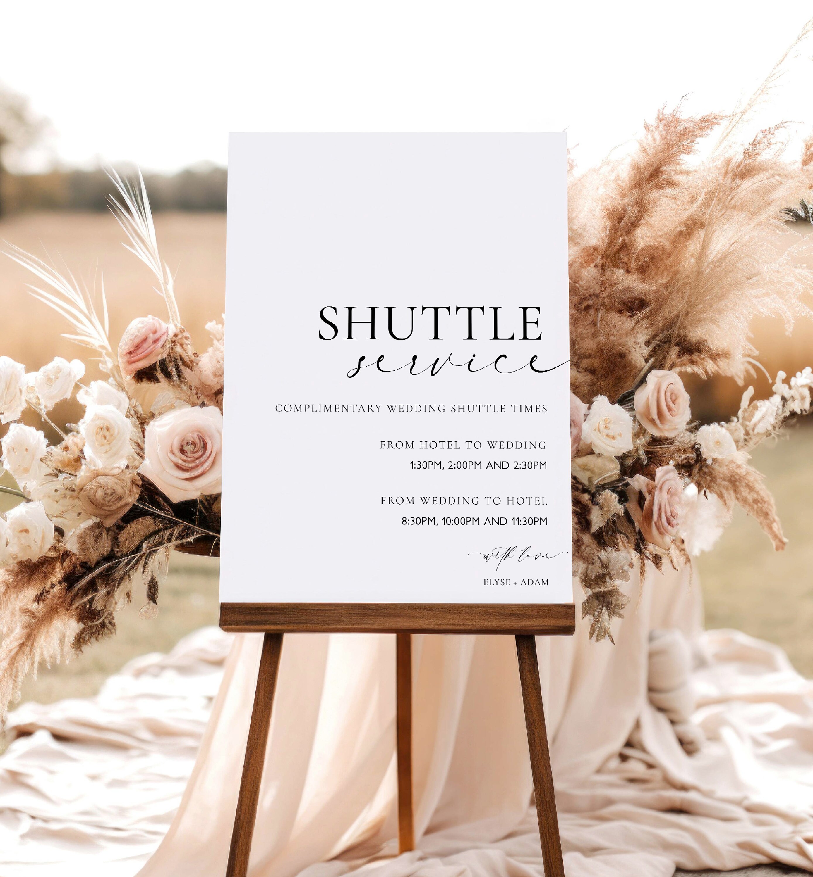 Shuttle Service Sign Template, Printable Wedding Venue Transport Sign ...