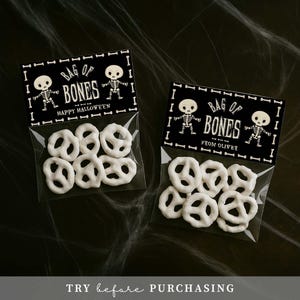 Bag of Bones Treat Tag: Printable Halloween Favor Bag Topper (DIY ...