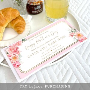 Custom Mother's Day Gift Voucher Template, Printable Mother's Day ...