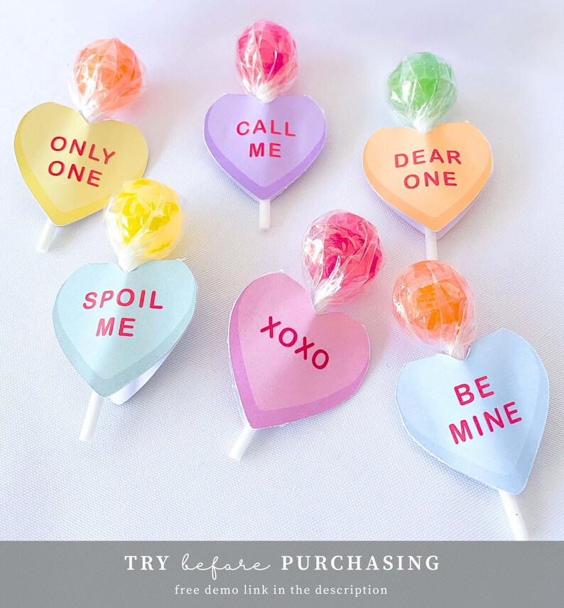 Printable Valentine's Day Lollipop Tags Template, Sweetheart Candy ...