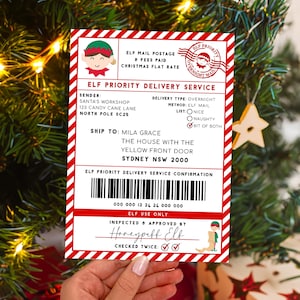 Printable Elf Arrival Box Shipping Label Sticker, North Pole Elf Mail ...