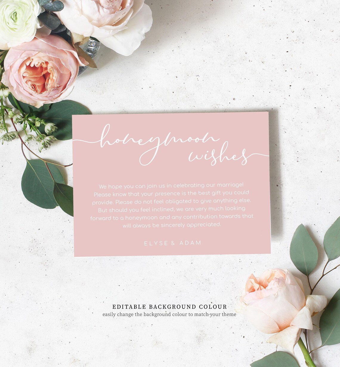 Printable Honeymoon Wish Card - Minimalist Wedding Honeymoon Wish ...