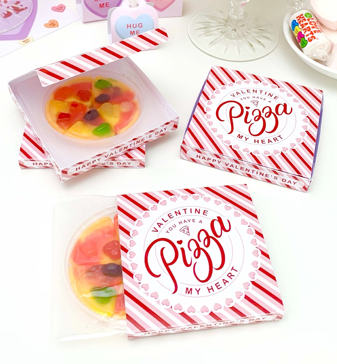 Pizza My Heart Valentine's Day Pizza Box Printable Template, Gummy ...