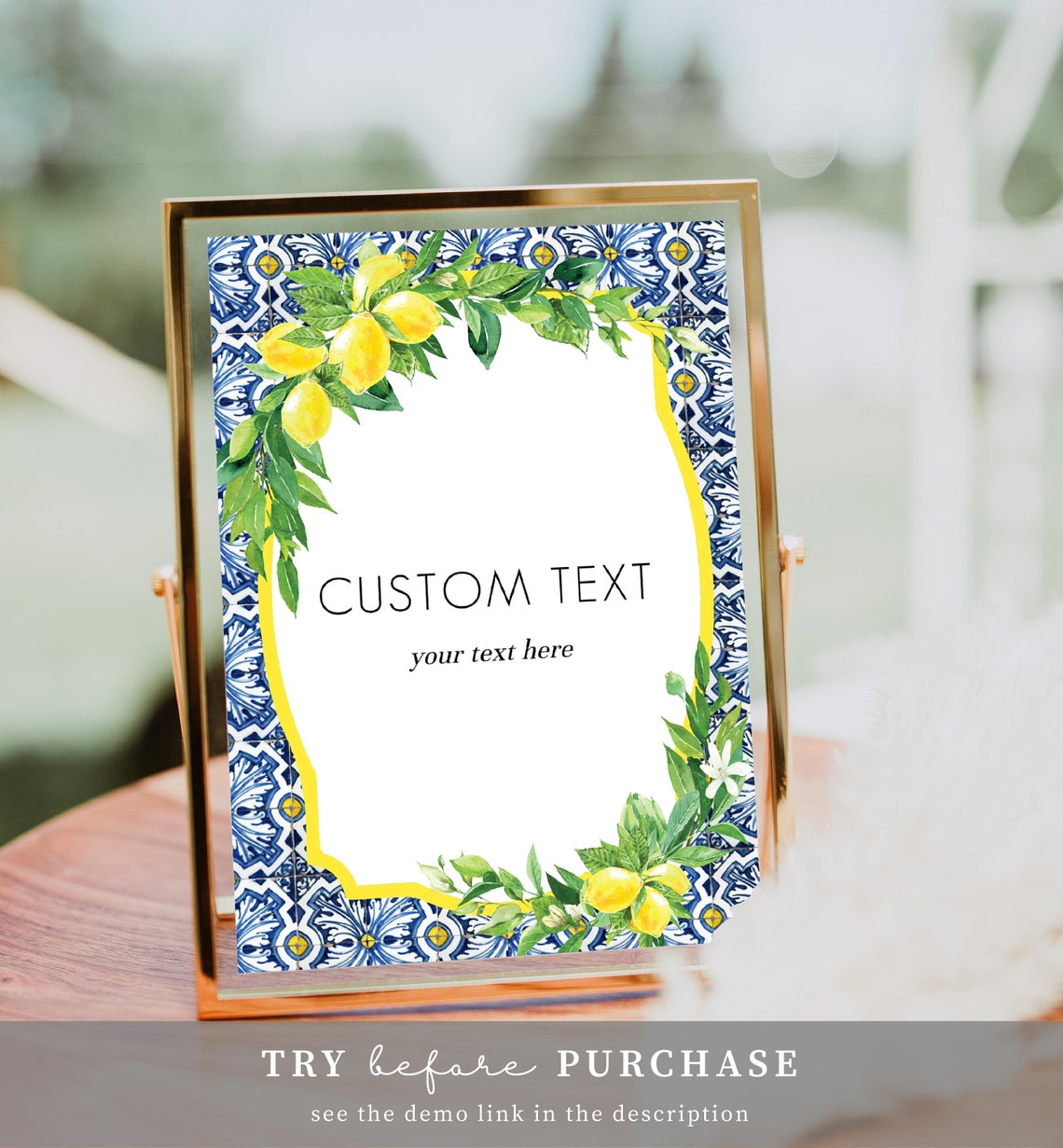 Positano Blue Tile Lemon Custom Text Sign Positano Blue Tile - Etsy