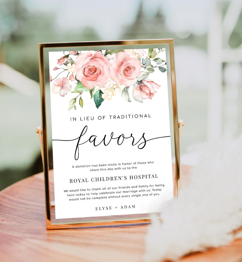 Printable in Lieu of Favors Sign Wedding Donation Sign - Etsy Australia
