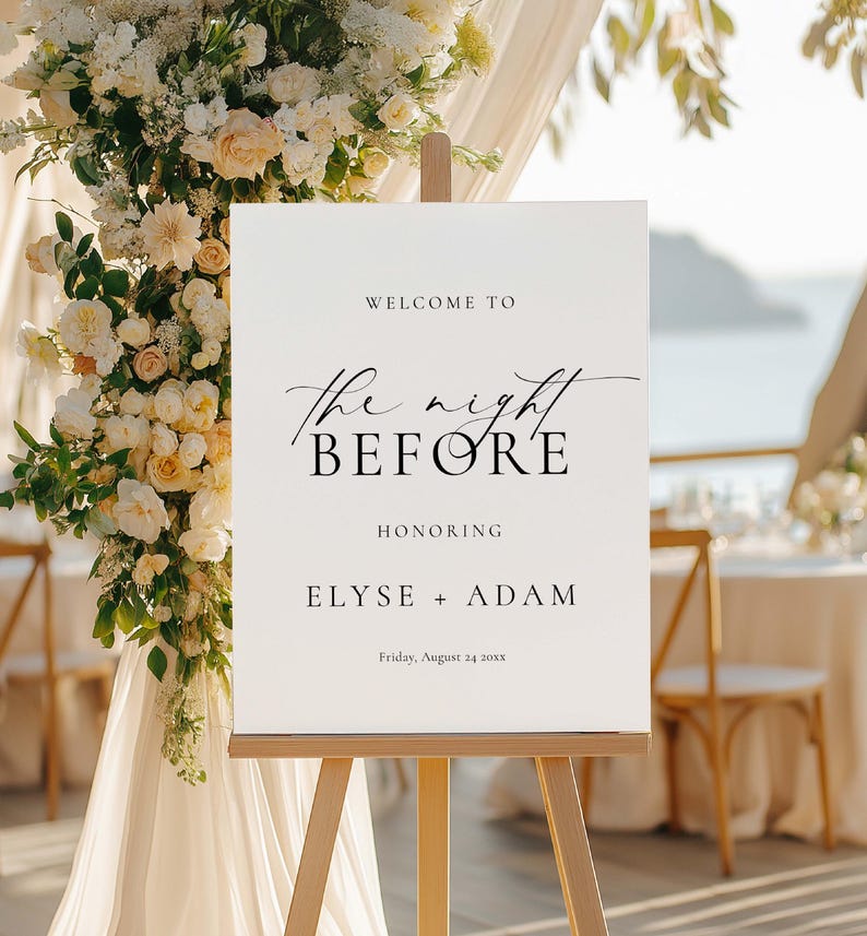 Printable Rehearsal Dinner Welcome Sign, Modern Minimalist, Wedding ...