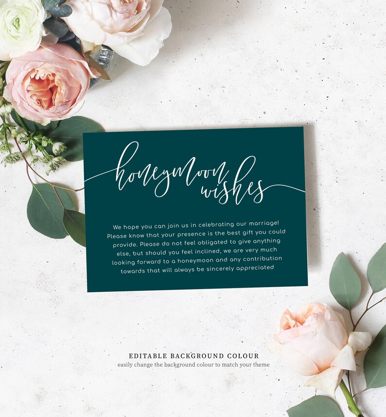 Printable Honeymoon Wish Card - Minimalist Wedding Honeymoon Wishes ...