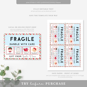 Christmas Fragile Label, Printable Santa's Workshop Fragile Shipping ...