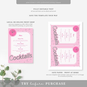 Editable Cocktail Menu Sign, Drinks Menu, Birthday Party Beverage Menu ...