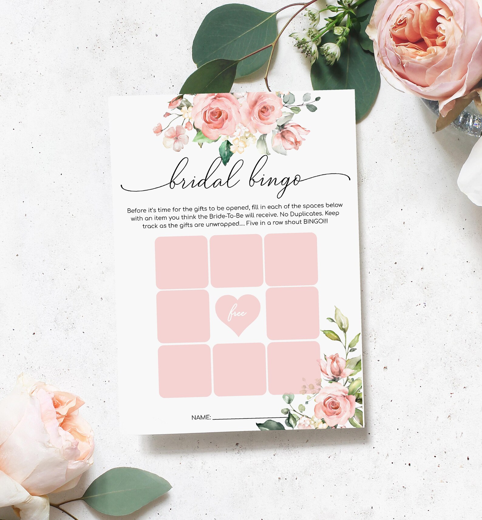 Printable Bridal Shower Bingo Game Bridal Shower Games - Etsy
