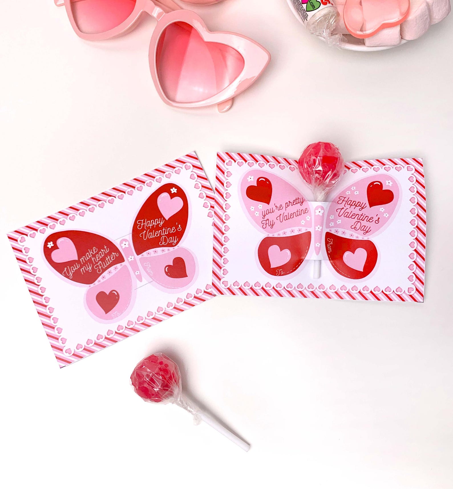 Butterfly Valentine Lollipop Tags Template, You Make My Heart Flutter ...