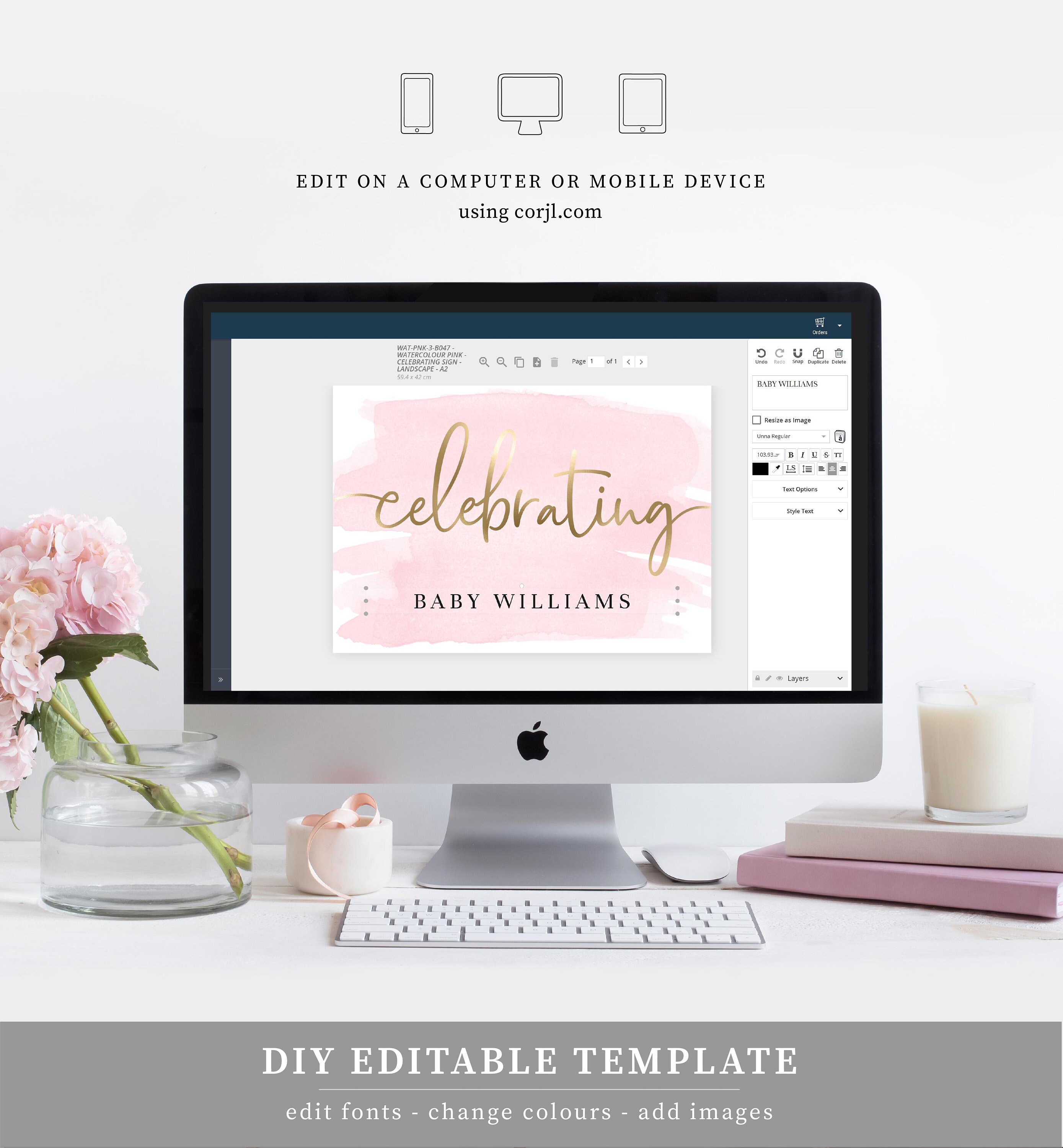 Pink Gold Celebrating Sign Bridal Shower Welcome Sign | Etsy