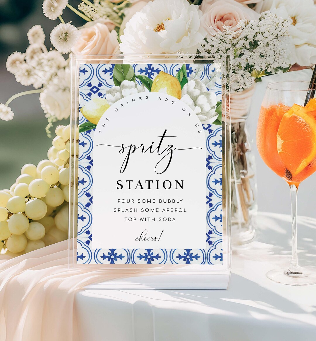 Printable Spritz Station Sign, Orange Spritz Cocktail Sign ...