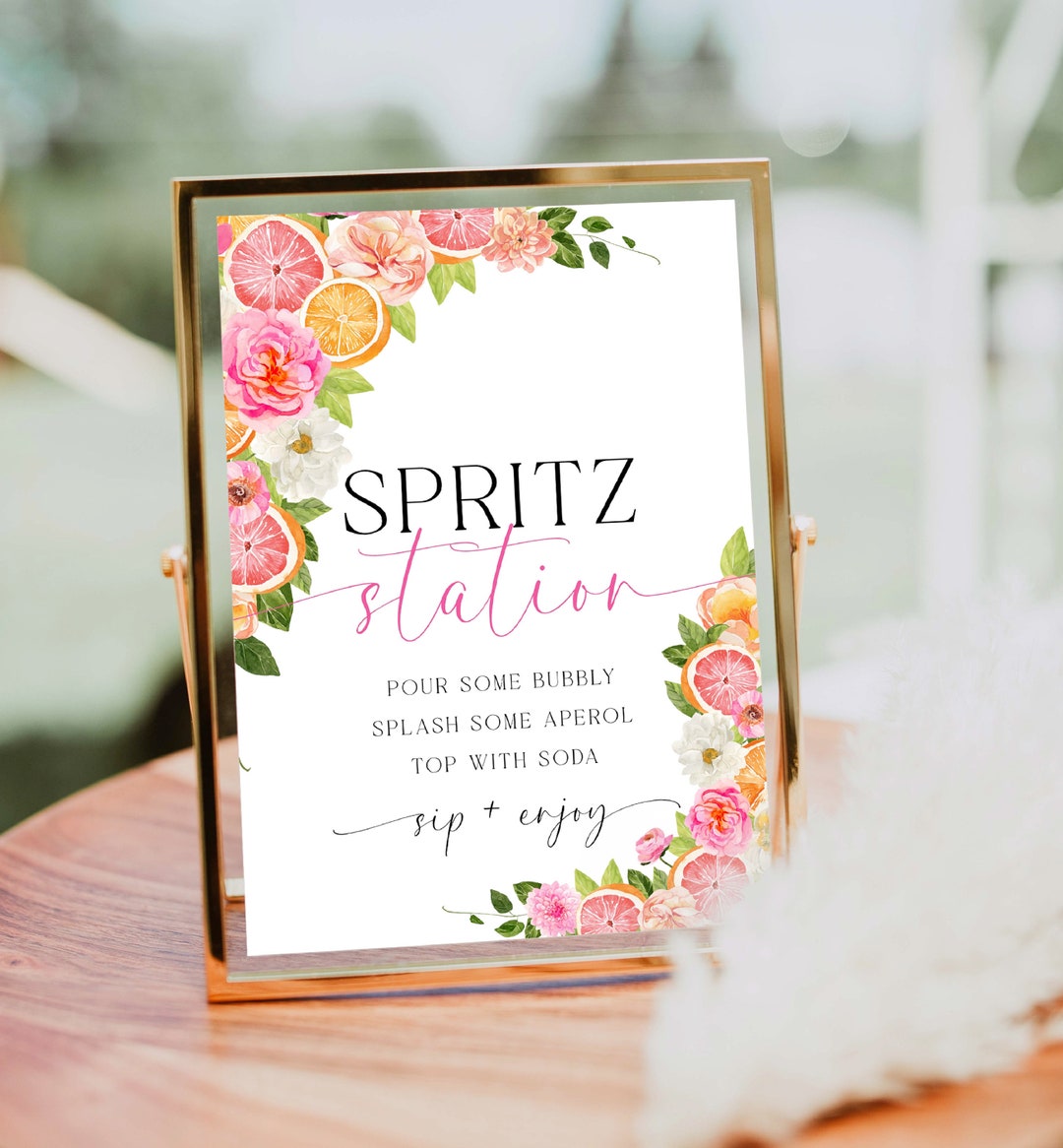 Spritz Station Sign, Printable Mocktail Spritz Cocktail Sign, Citrus ...