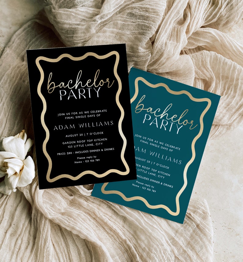 Printable Bachelor Party Invitation Template, Bucks Party Evite, Wave ...