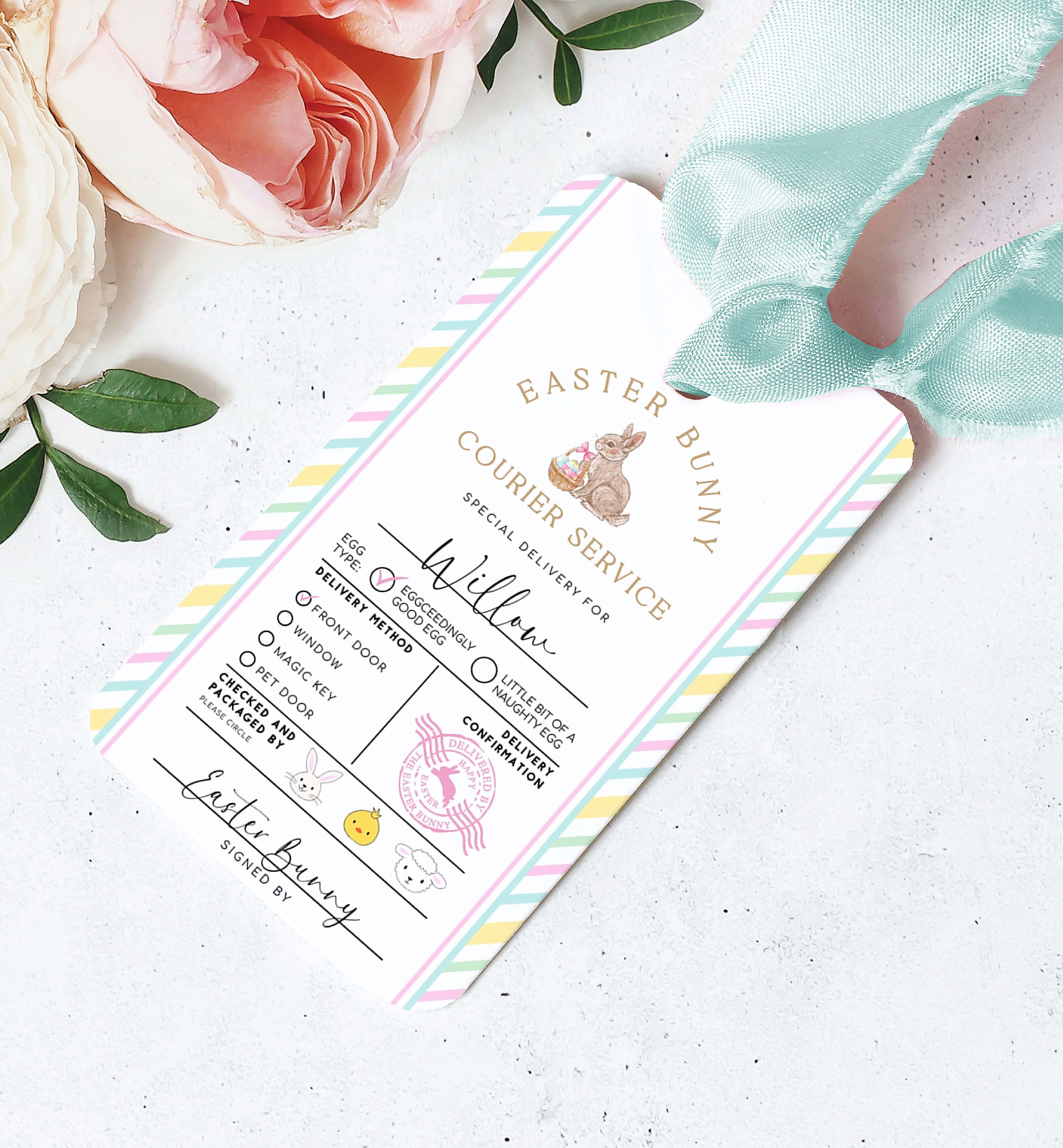 Printable Easter Bunny Special Delivery Gift Tag, Easter Gift Tags ...