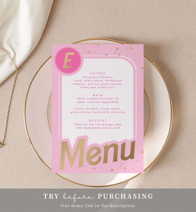 Editable Dinner Menu Printable Birthday Party Lunch Menu - Etsy