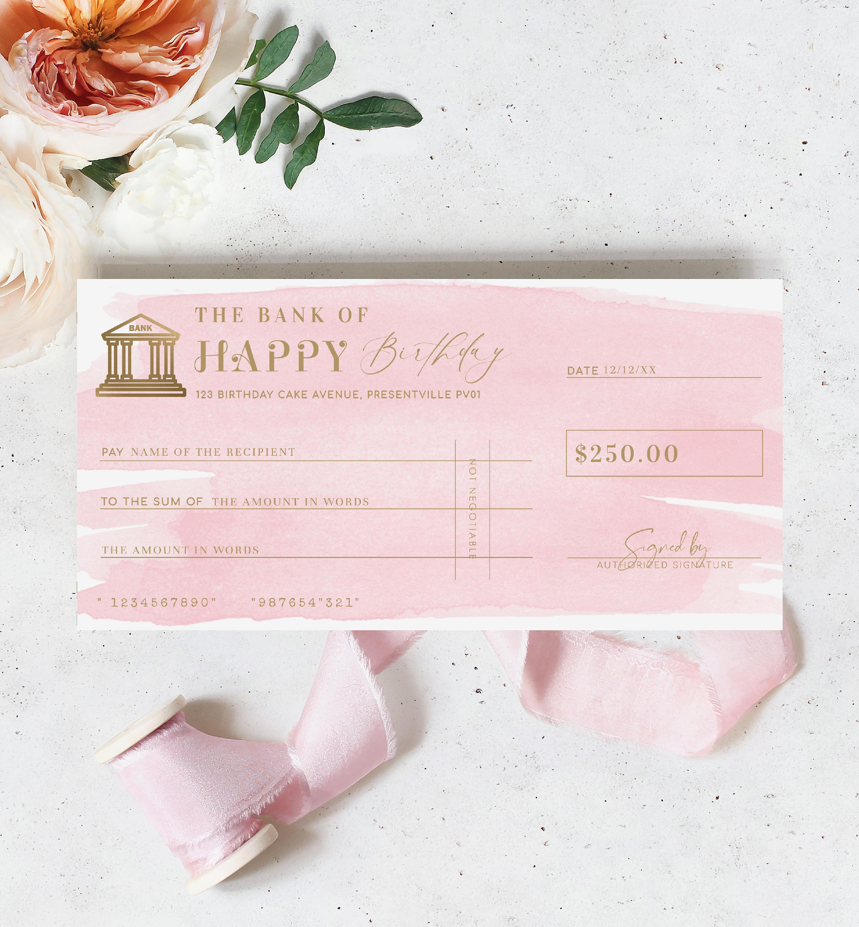 Birthday Cheque Template Fake Bank Cheque Gift Voucher - Etsy Australia