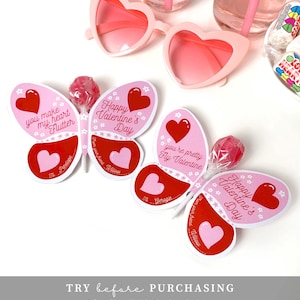 Butterfly Valentine's Day Lollipop Tags Template, Printable You Make My ...