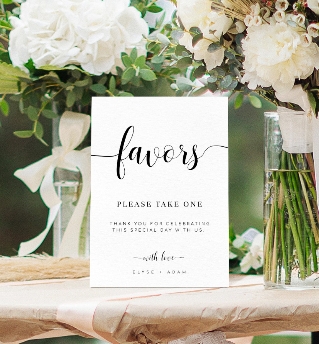 Editable Favors Sign, Printable Minimalist Wedding Favors Sign, Minimal ...