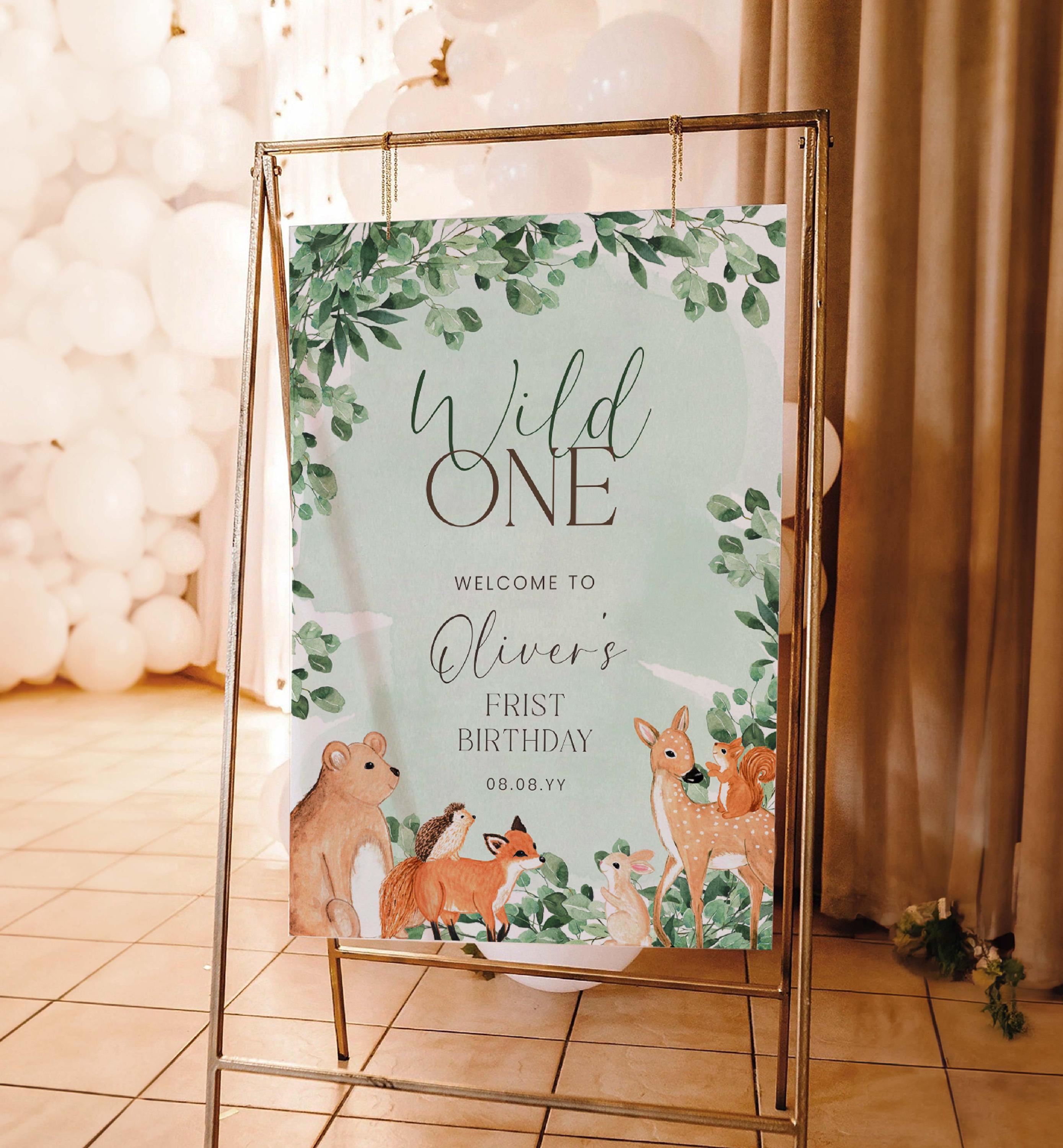 Woodland Animals Welcome Sign, Wild One Birthday (printable) - Etsy
