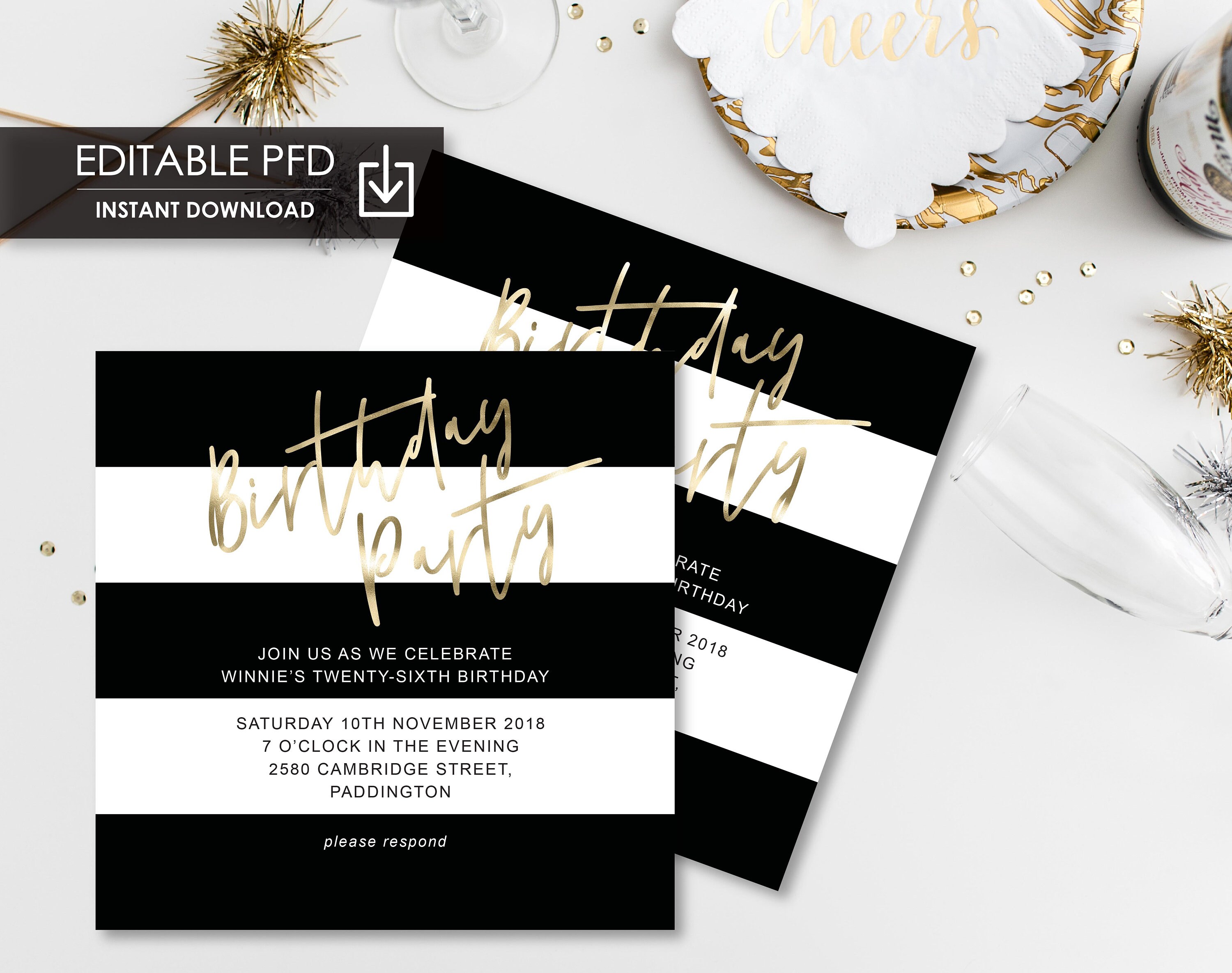 Printable Birthday Party Invitation Editable PDF Template | Etsy