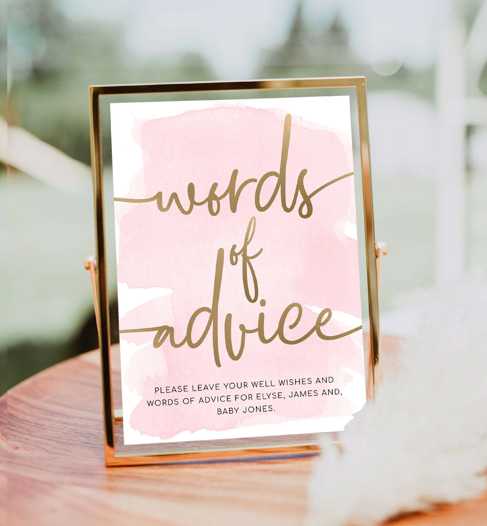 Pink Watercolour Advice Card and Sign, Baby Shower (digital Download ...
