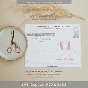 Printable Easter Bunny Treat Bag Topper Template, Easter Egg Gift Bag ...