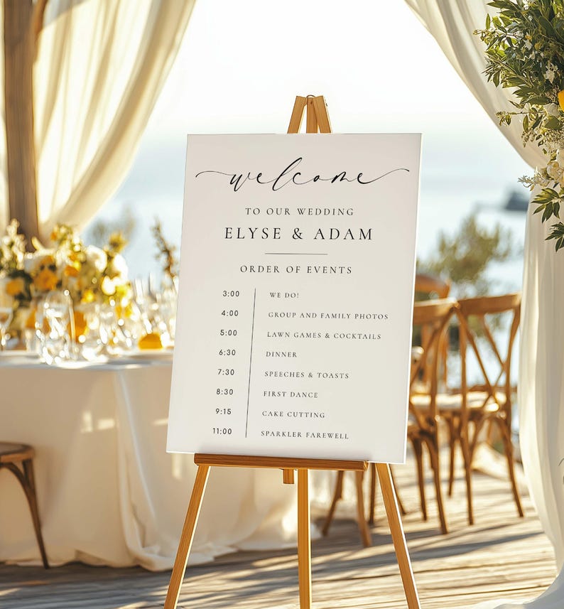 Minimalist Wedding Welcome Sign, Order of Events (digital Download ...