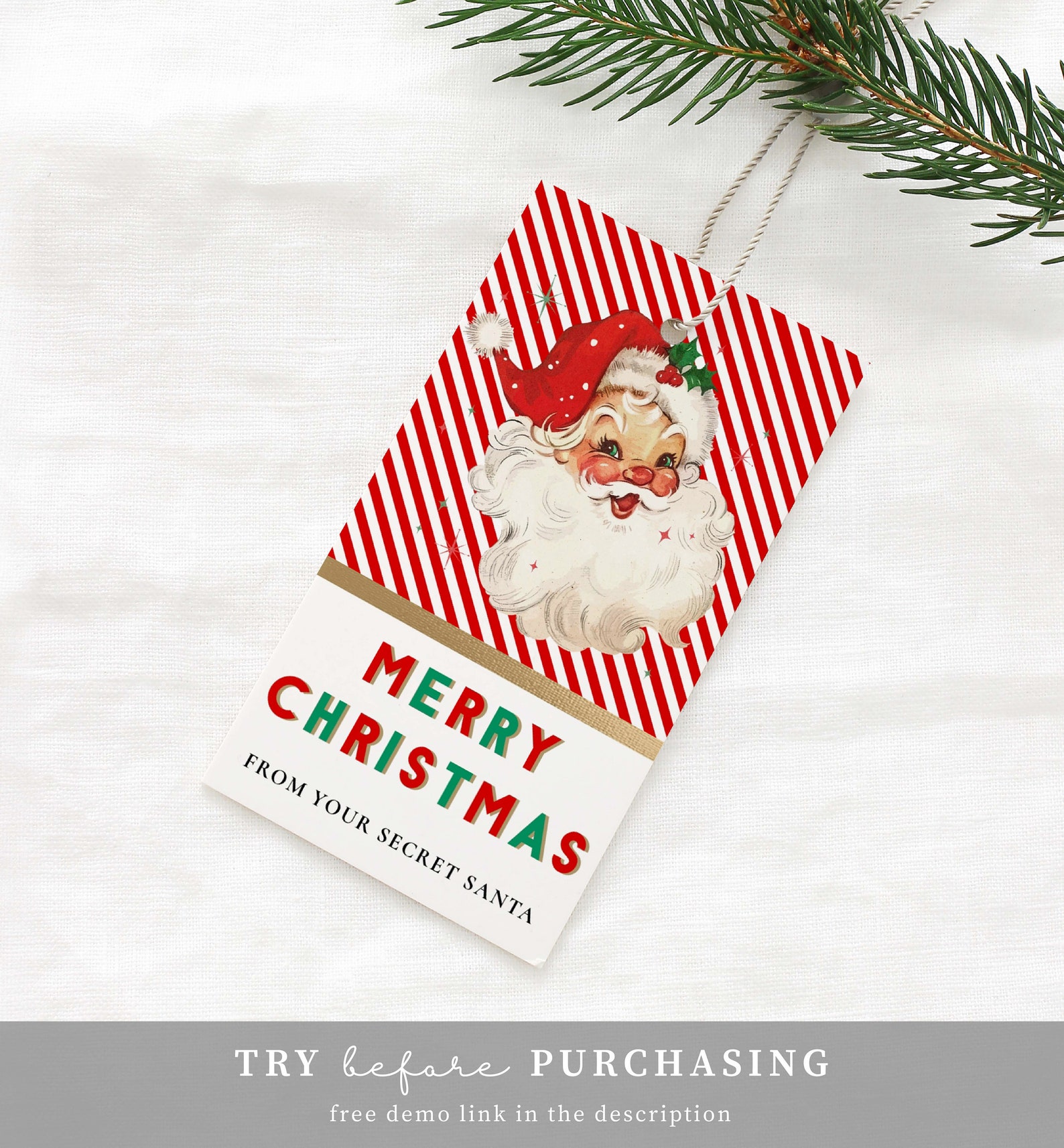 Printable Christmas Gift Tag, Secret Santa Gift Label, Christmas Gift ...