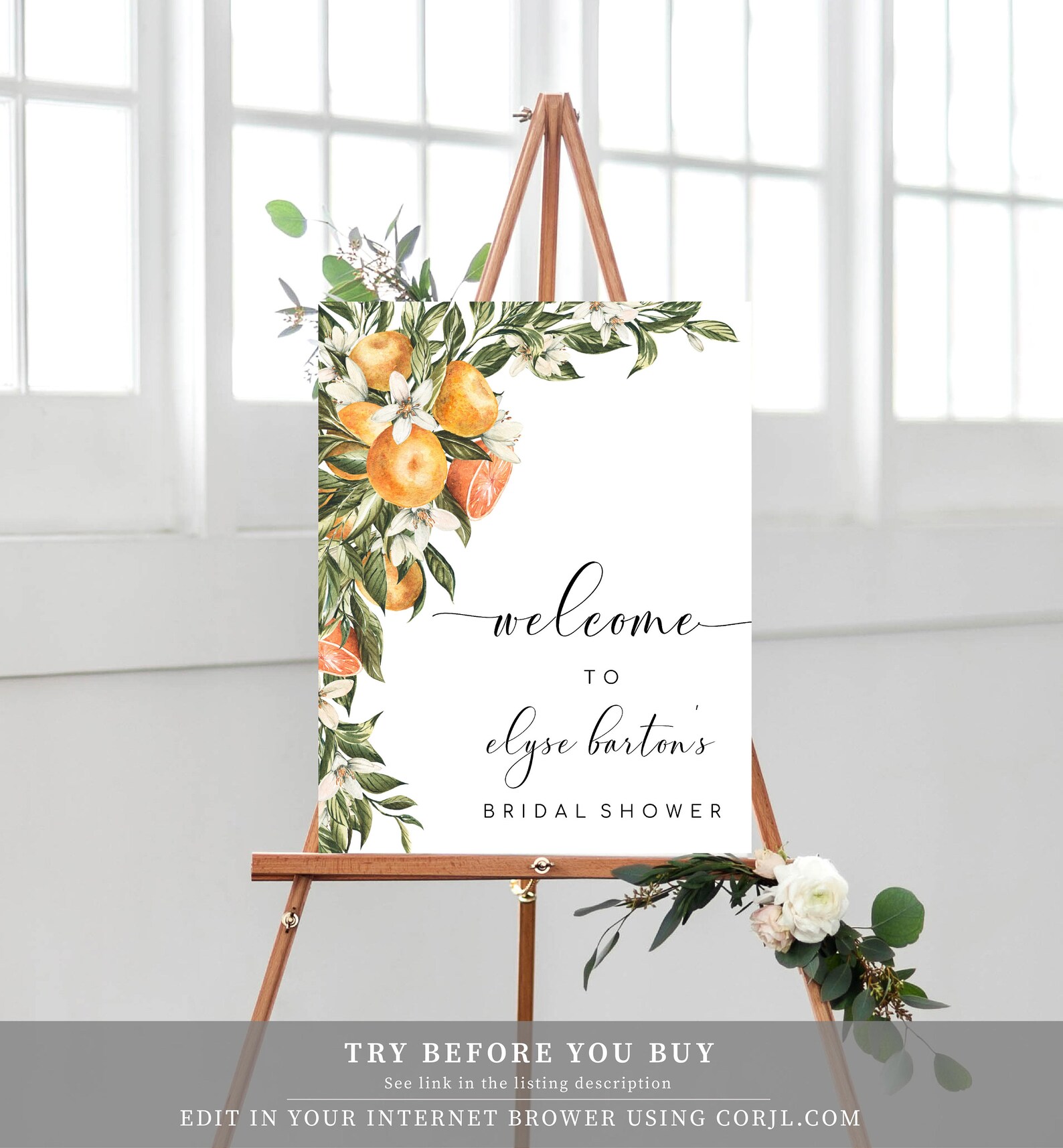 Welcome Sign Tropical Fruit Editable Bridal Shower Welcome - Etsy