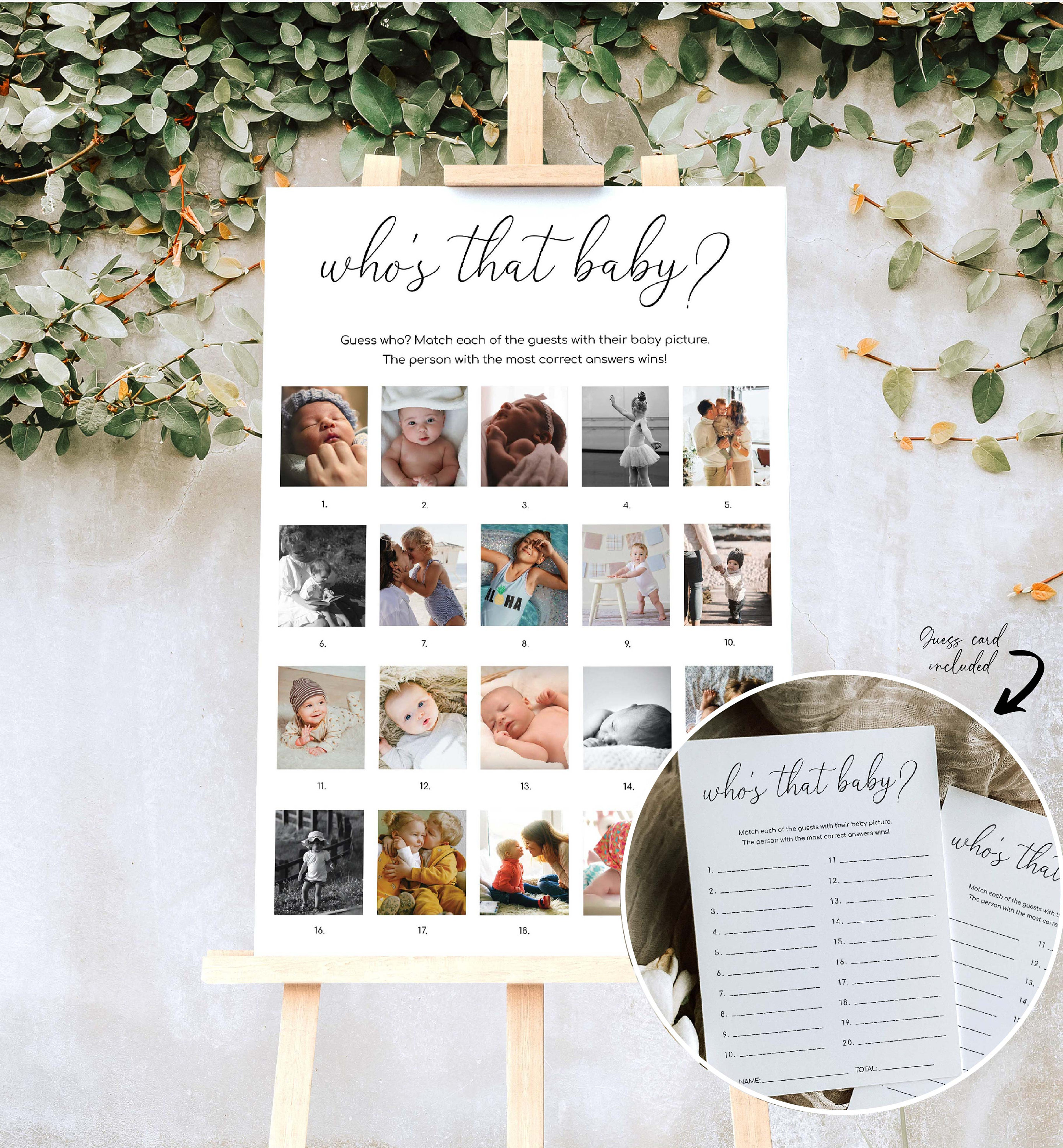 Who's That Baby Photo Game Sign and Card, Minimalist Guess Who? Baby ...