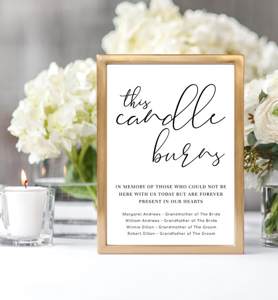 This Candle Burns for Sign Memorial Candle Sign in Loving - Etsy