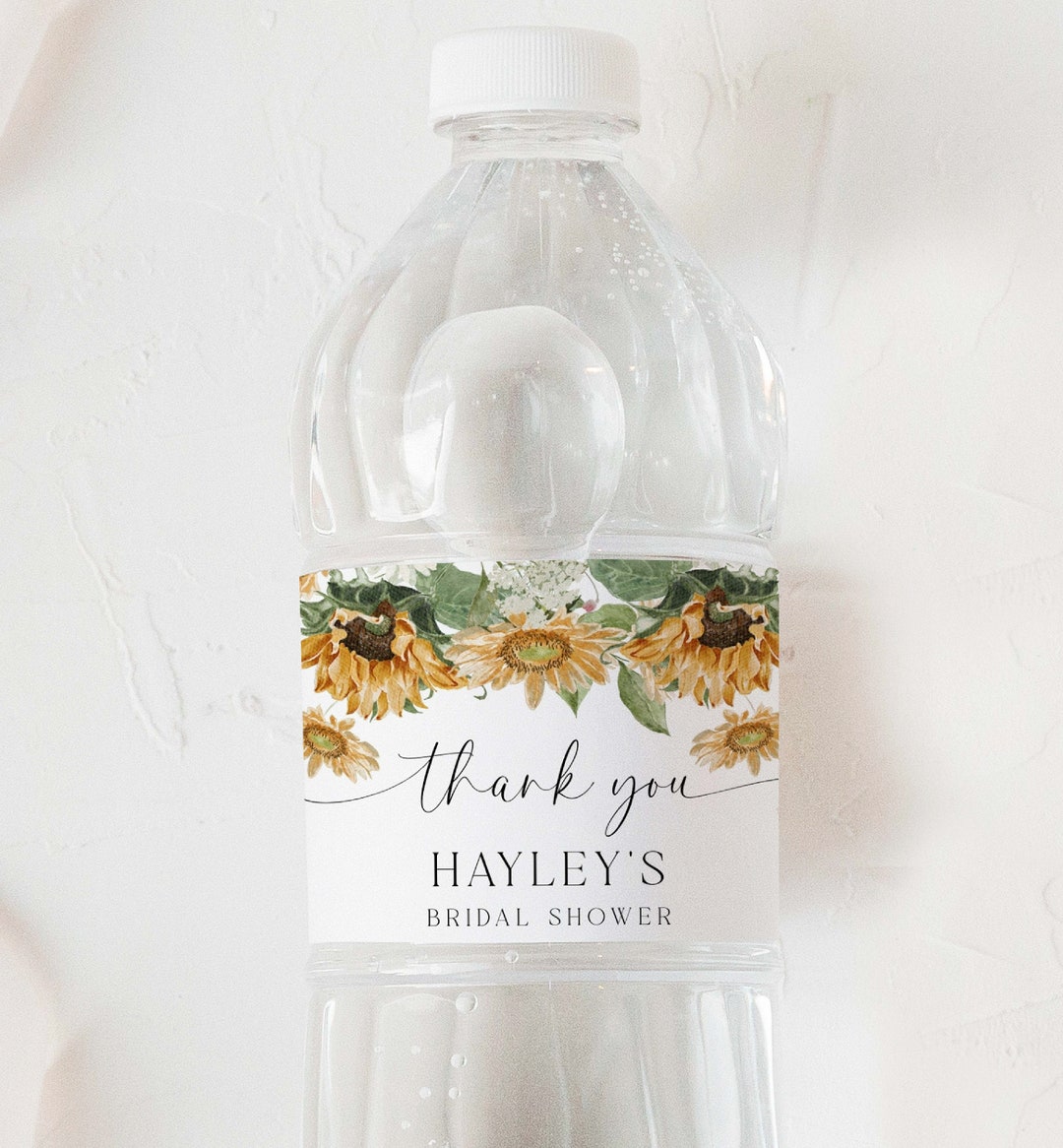 Printable Water Bottle Thank You Label Template, Sunflower, Fall Autumn ...