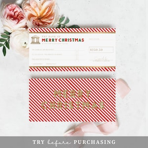 Christmas Cheque Template Fake Bank Cheque Gift Voucher - Etsy