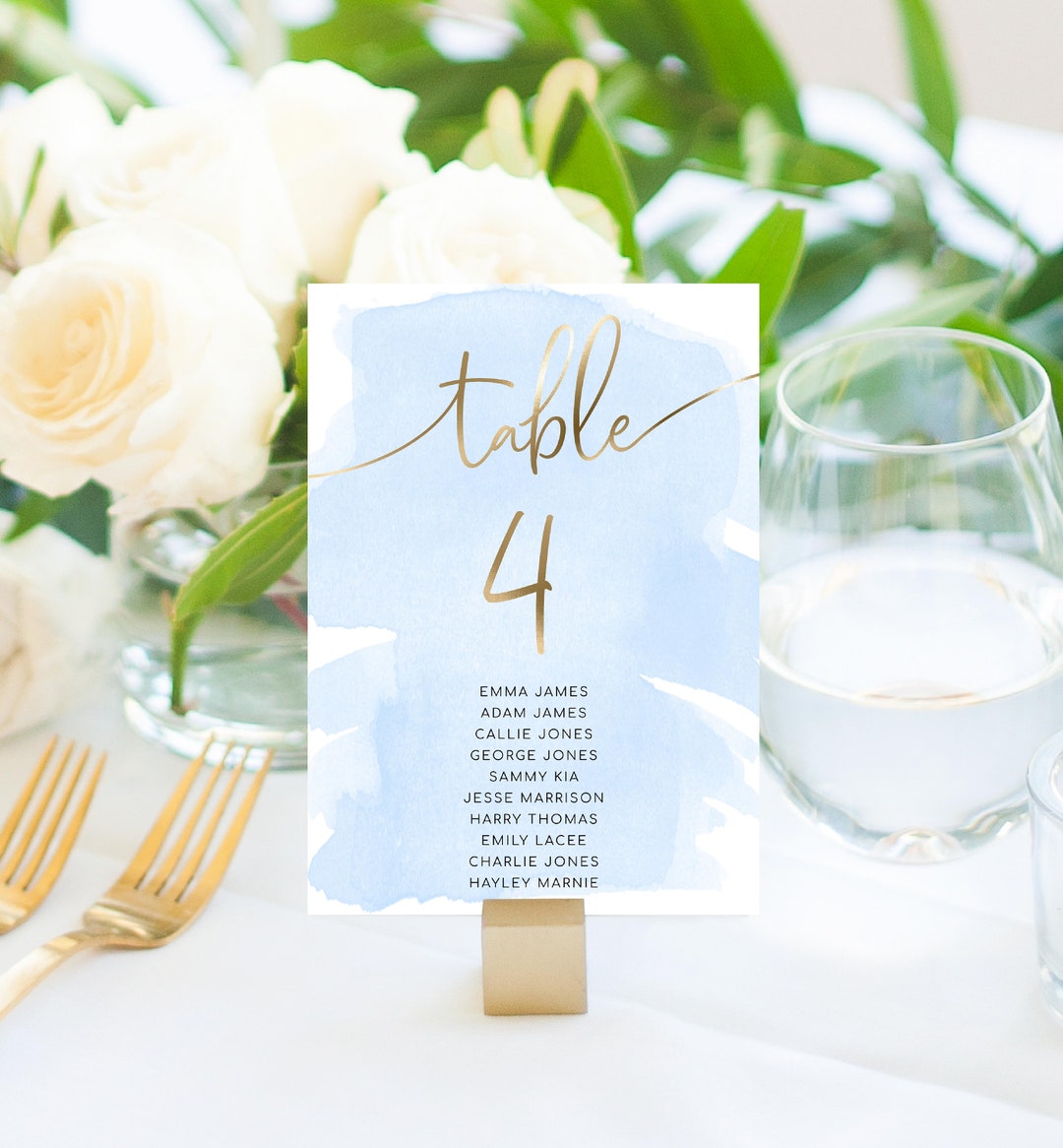 Printable Table Numbers - Blue Watercolour Table Numbers With Guest ...