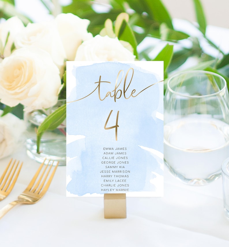 Printable Table Numbers Blue Watercolour Table Numbers with | Etsy