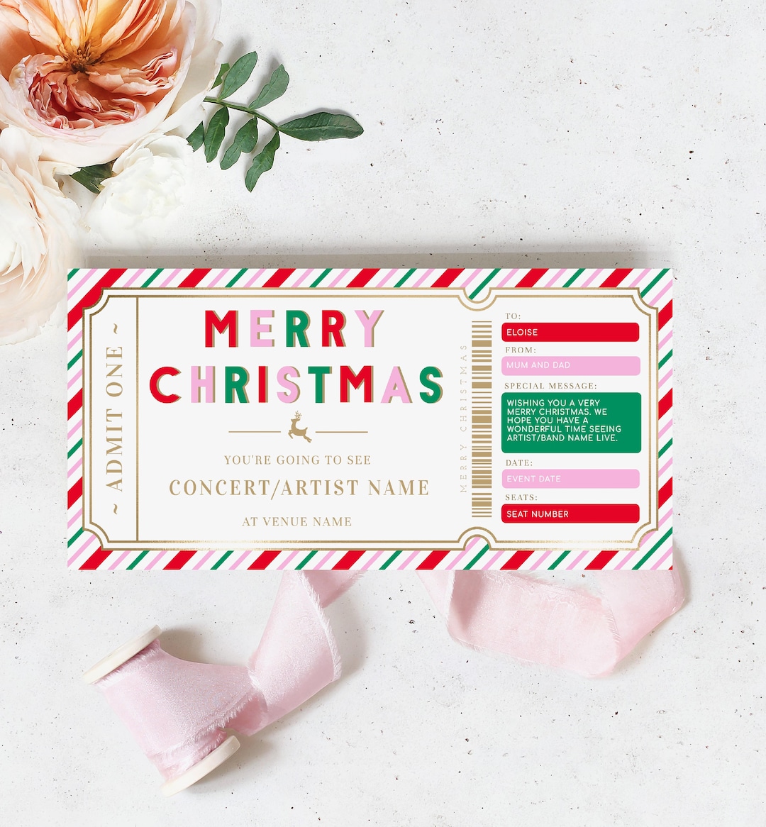 Christmas Concert Ticket Gift Voucher Template: Printable DIY ...