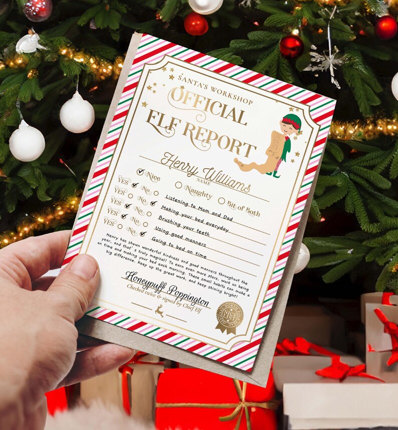 Printable Elf Report Card Template, North Pole Elf Mail Report Letter ...
