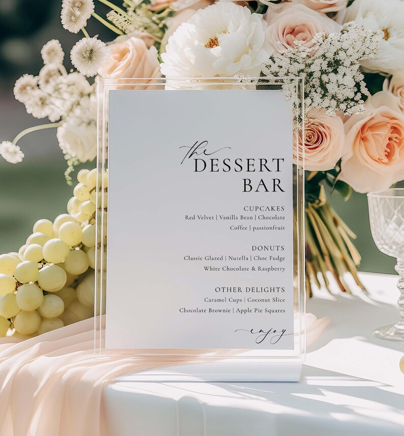 Minimalist Dessert Bar Sign, Modern Wedding Sweet Station (printable ...