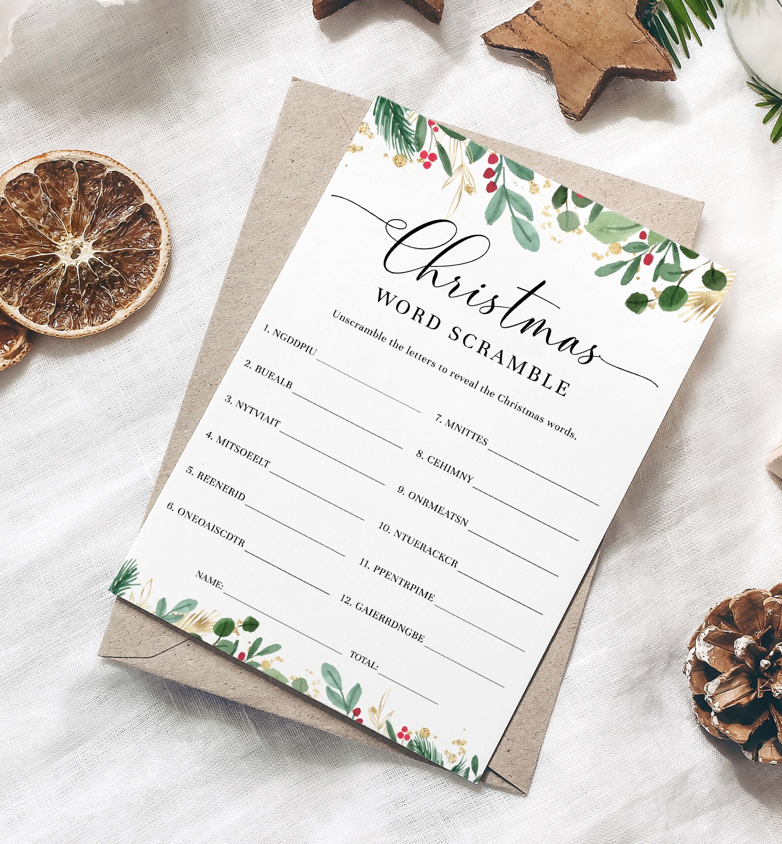 Christmas Word Scramble Game, Printable Christmas Word Jumble Game ...