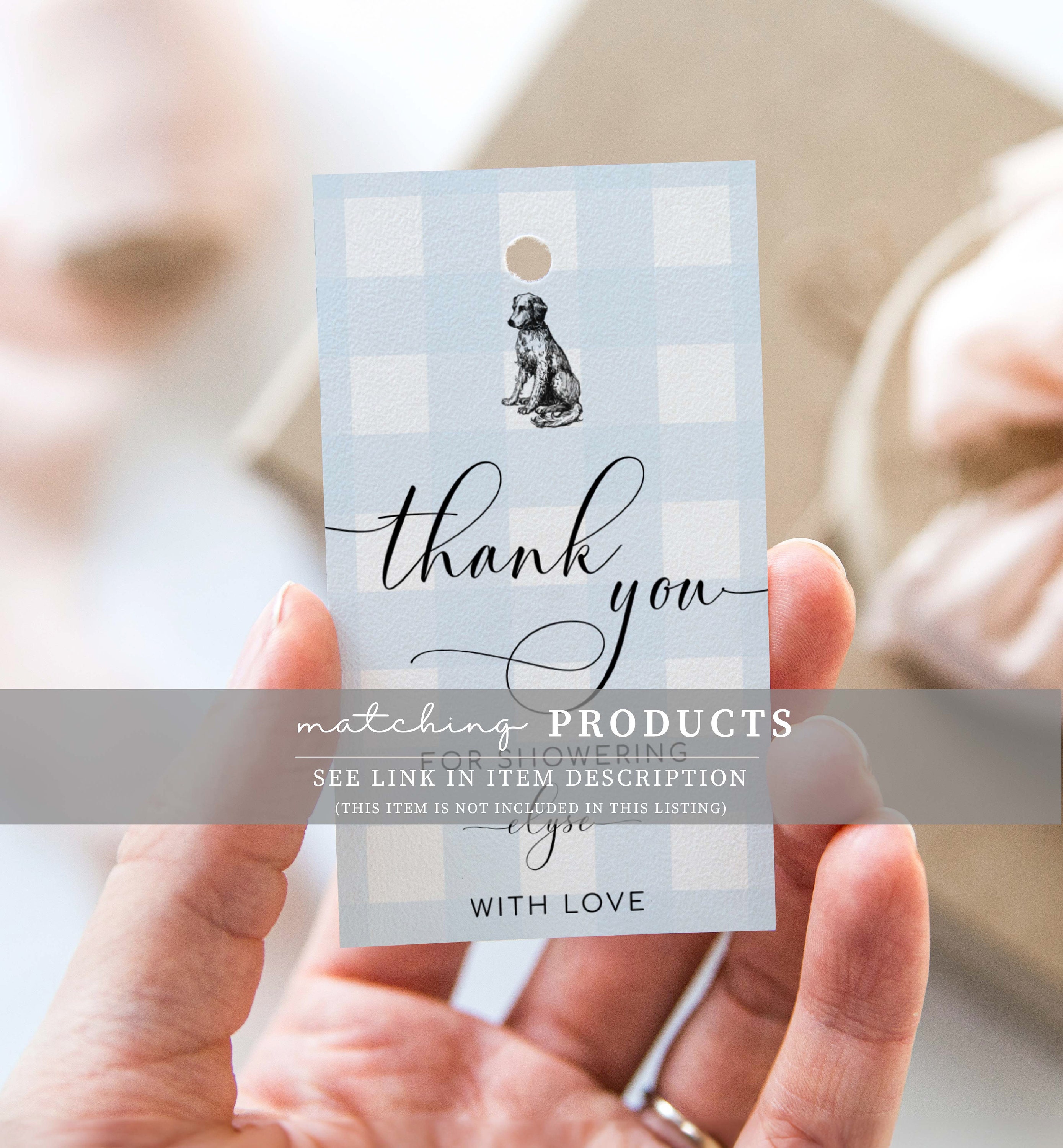 Puppy Dog Baby Shower Printable Invitation Template, Blue Gingham, Boy ...
