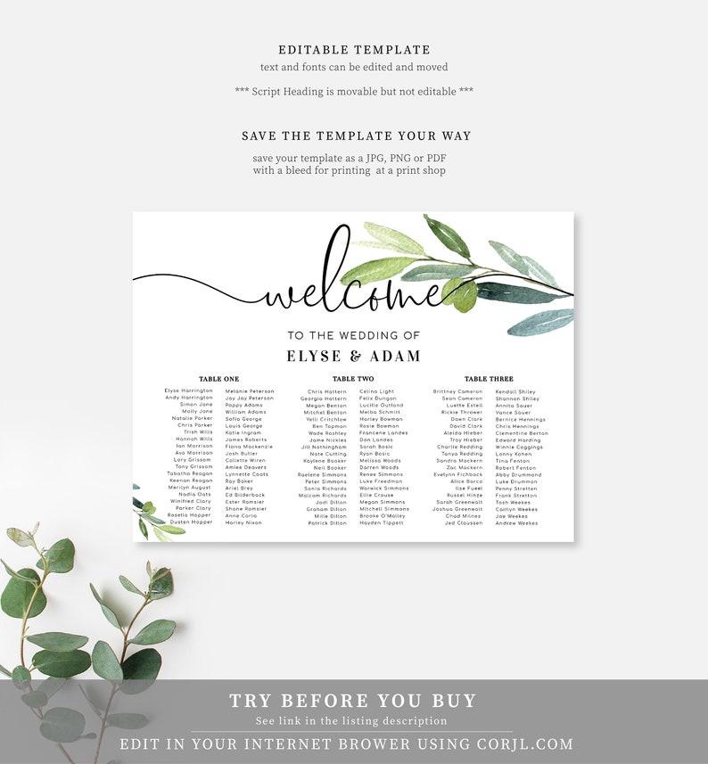 Printable Wedding Table Plan 3 Long Banquet Tables Wedding - Etsy Australia