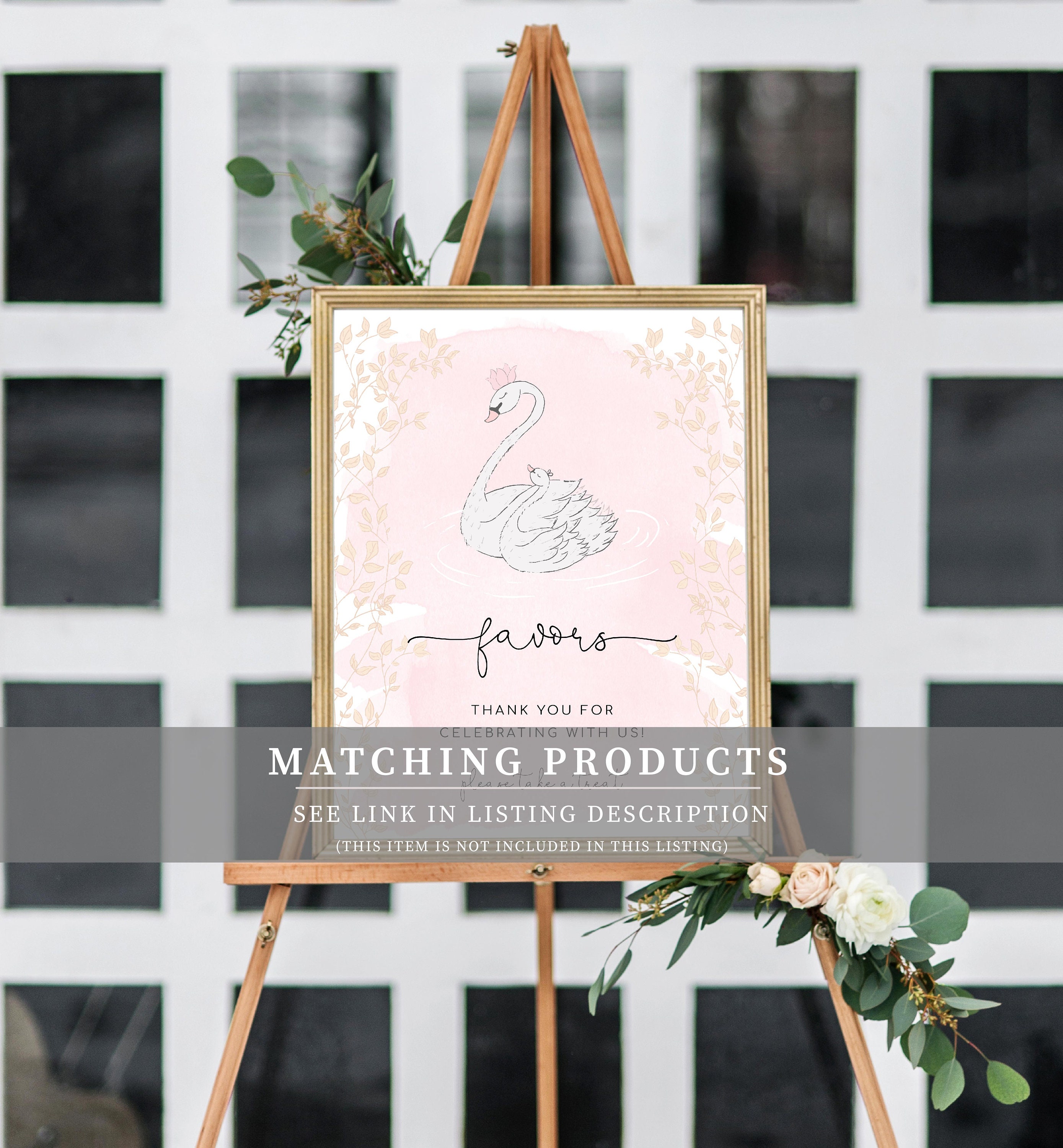 Swan Printable Thank You Tag Template, Swan Princess Theme Girl Baby ...