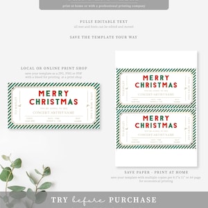 Christmas Concert Ticket Gift Voucher Template Fully Custom - Etsy ...