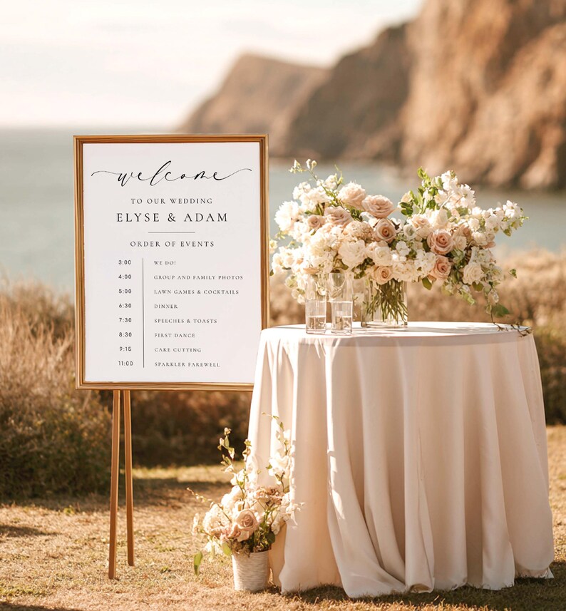 Minimalist Wedding Welcome Sign, Order of Events (digital Download ...