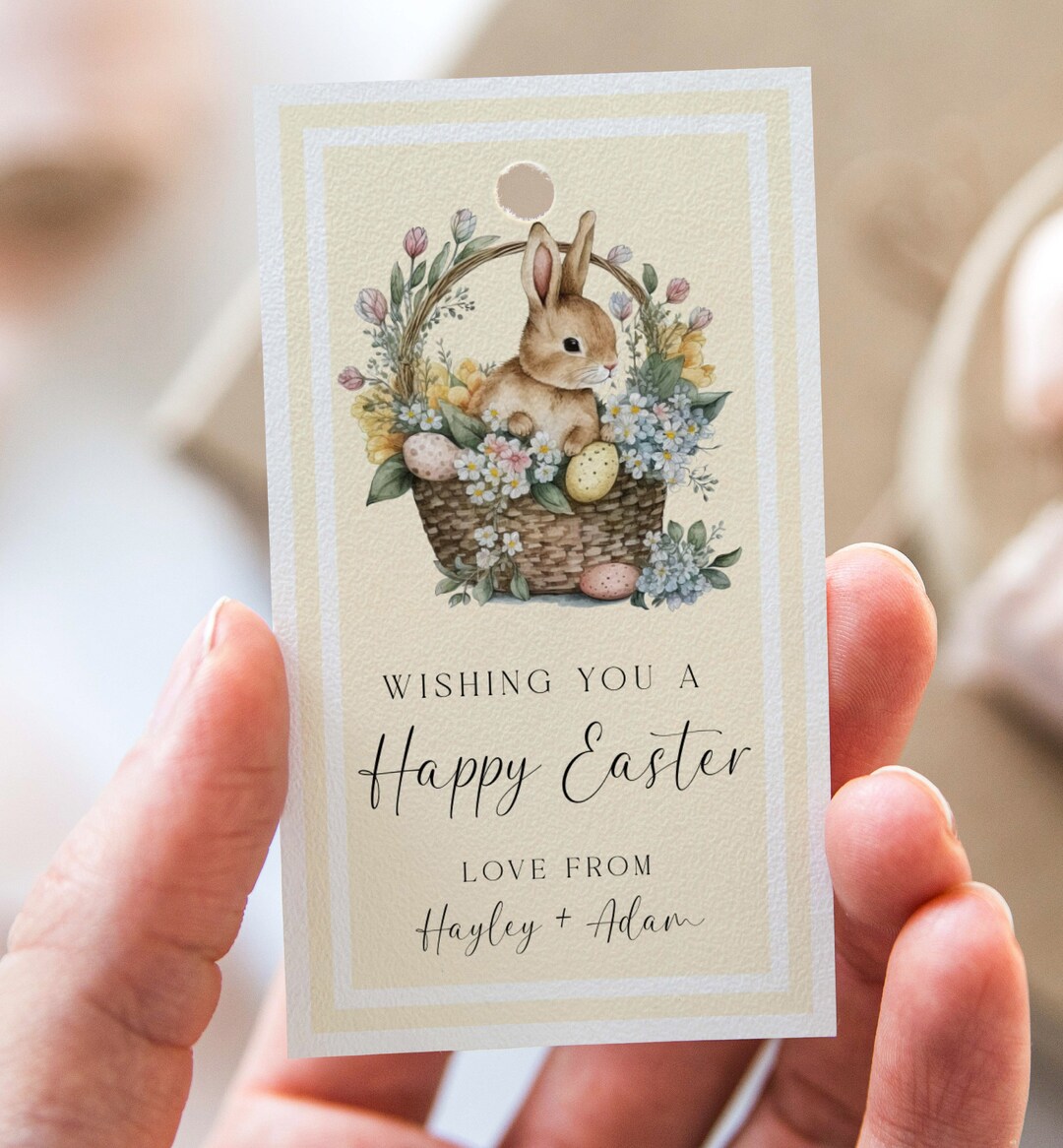 Printable Happy Easter Gift Tag Template, Easter Hunt Tag, Easter ...