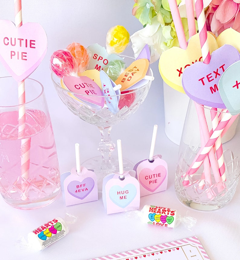 Printable Valentine's Day Lollipop Tags Template - Etsy