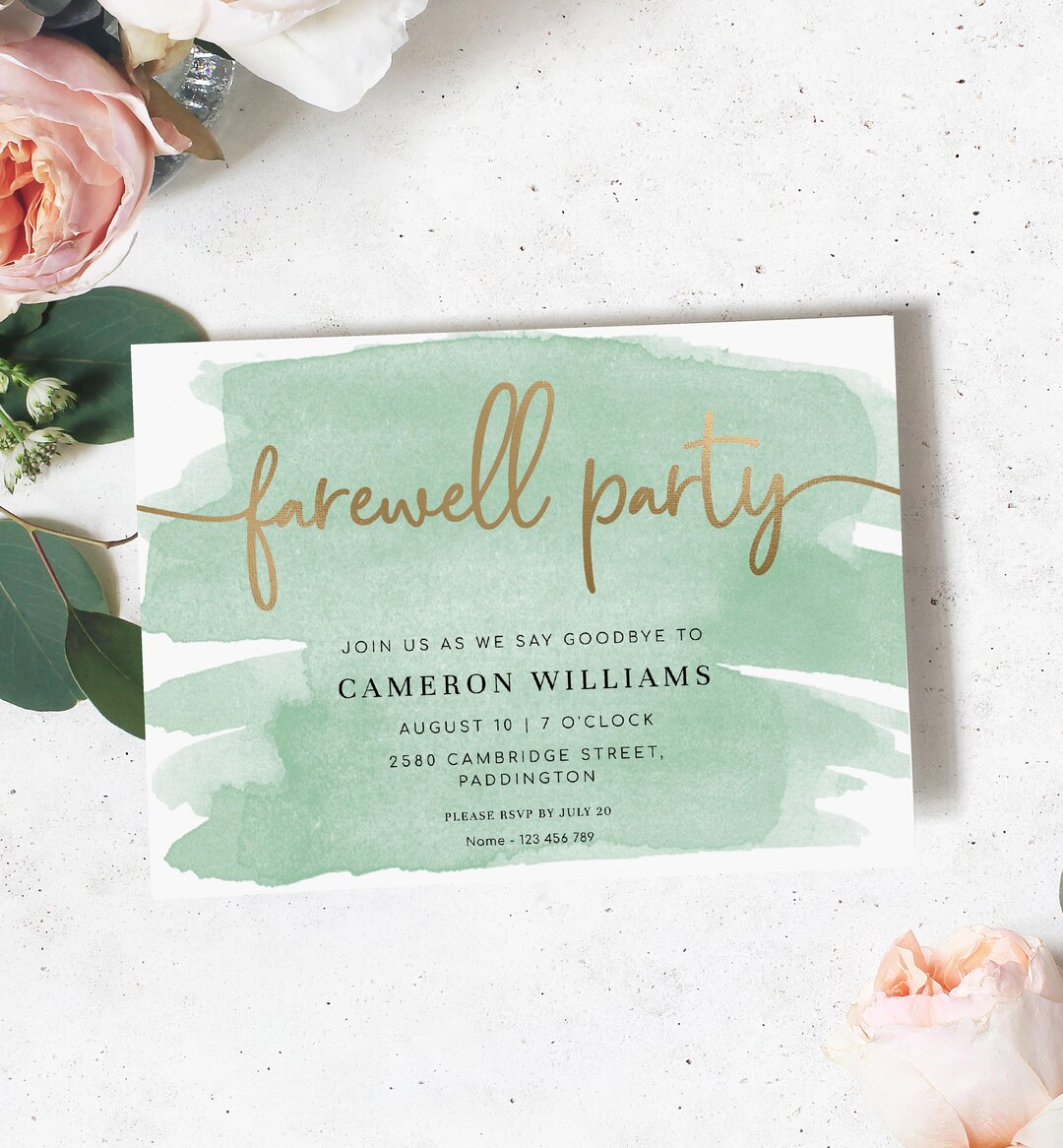 Sage Green Farewell Party Invitation, Goodbye Party Invitation ...